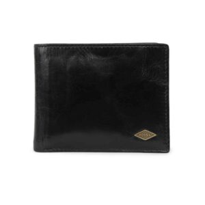 fossil men's ryan leather rfid-blocking bifold passcase with removable card case wallet, black, (model: ml3829001)