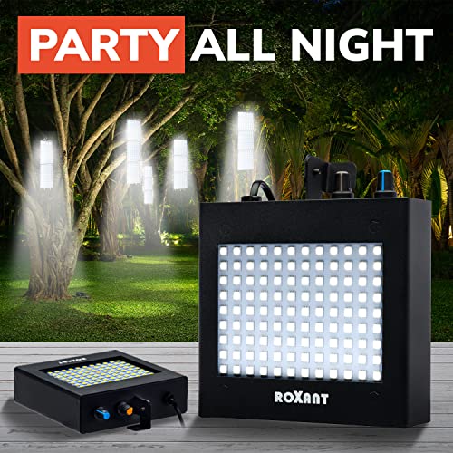 Roxant Pulse Strobe Light Halloween - 108 Super Bright LED Light Bulbs - Manual & Auto Sound Activated | Strobe Light for Parties | Party Lights (Metal Case)