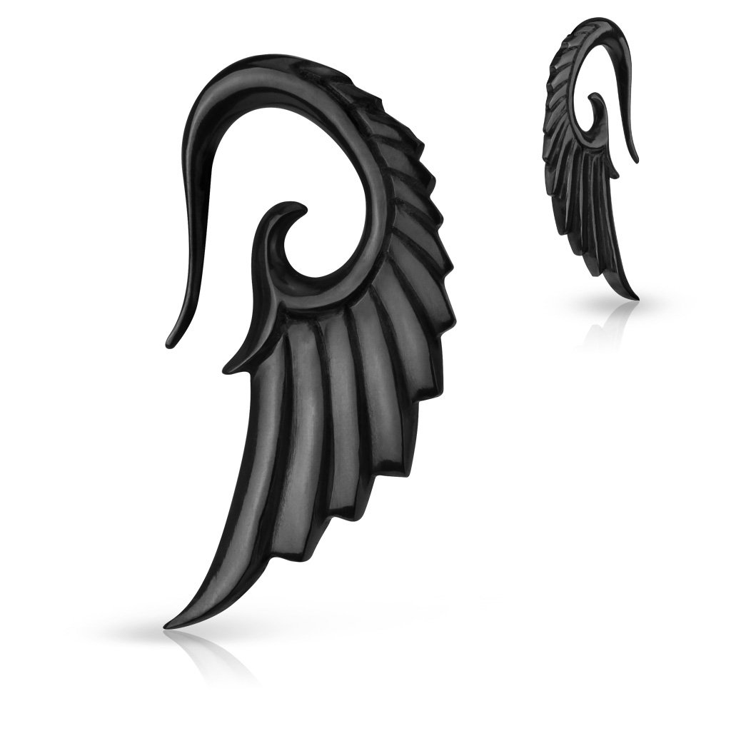 Angelic Wing Hand Carved Organic Horn WildKlass Taper (Sold as a Pair)