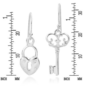 AeraVida Classy Key to My Loving Heart Lock .925 Sterling Silver Dangle Earrings | Casual Sterling Silver Dangle Earring for Women | Jewelry Gift