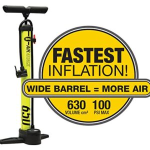 Bell Air Attack 650 High Volume Bicycle Pump Yellow Stripe with Gauge, Air Attack 650