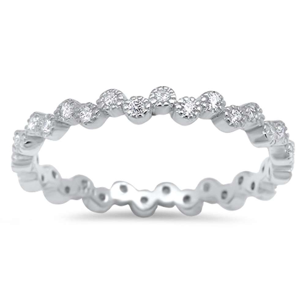 Oxford Diamond Co Eternity Band Cubic Zirconia .925 Sterling Silver Ring Size 6