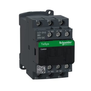 schneider electric schneider lc1d12bd contactor, 12a, 3p, 600v, coil: 24vdc