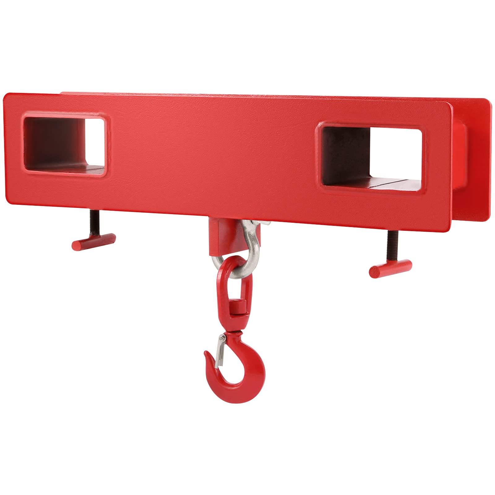 VEVOR Forklift Lifting Hook, 4400lbs Capacity Forklift Lifting Hoist, Red Forklift Mobile Crane with Swivel Hook and Two Large T-Screws, Hook Forklift Lifting Hoist, Fork Lifting Attachment