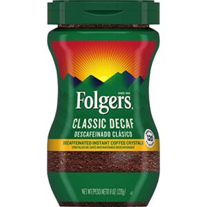 folgers classic decaf decaffeinated instant coffee crystals, 8 ounces