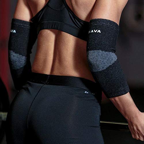 Mava Sports Elbow Sleeve Weightlifting Bamboo Elbow Brace Compression Support Sleeve for Tendonitis, Tennis, Golf Elbow Treatment - Reduce Elbow Joint Pain (Black,Small)