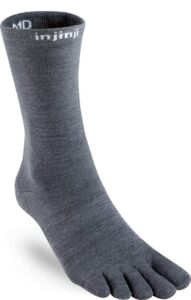 injinji liner crew nuwool socks (medium, charcoal)