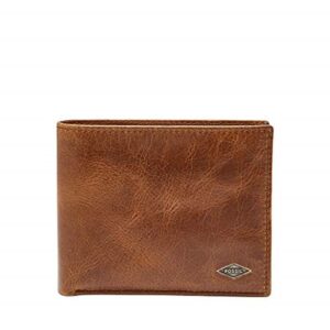 fossil men's ryan leather rfid-blocking bifold passcase with removable card case wallet, brown, (model: ml3829201)