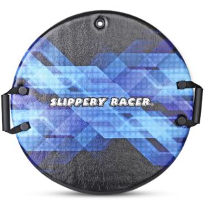 slippery racer downhill zeus adults and kids foam saucer disc 1 rider snow sled toboggan with handles, midnight hologram (1 pack)