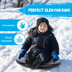 Slippery Racer Downhill Zeus Adults and Kids Foam Saucer Disc 1 Rider Snow Sled Toboggan with Handles, Midnight Hologram (1 Pack)