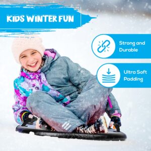 Slippery Racer Downhill Zeus Adults and Kids Foam Saucer Disc 1 Rider Snow Sled Toboggan with Handles, Midnight Hologram (1 Pack)