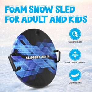 Slippery Racer Downhill Zeus Adults and Kids Foam Saucer Disc 1 Rider Snow Sled Toboggan with Handles, Midnight Hologram (1 Pack)