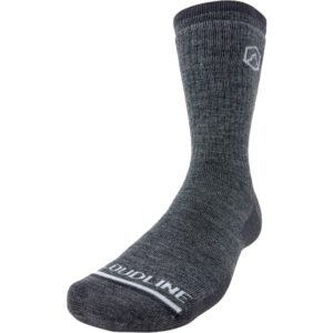 cloudline hiking socks - light cushion merino wool, seamless, moisture wicking, & breathable - large granite