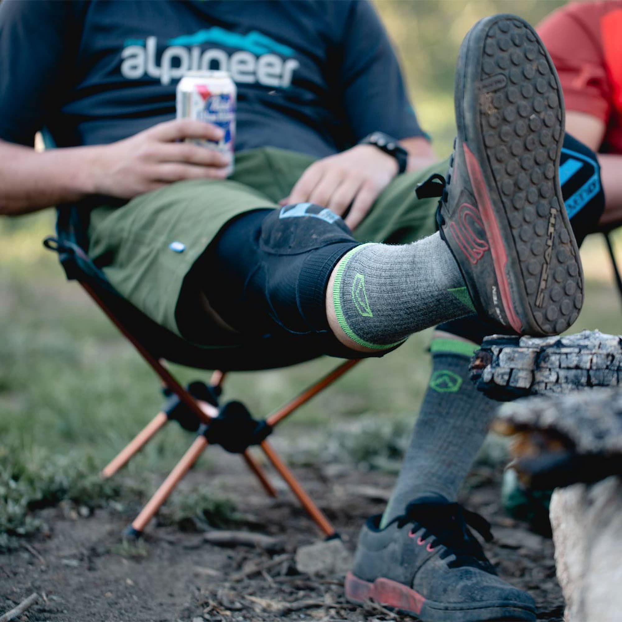 CloudLine Hiking Socks - Light Cushion Merino Wool, Seamless, Moisture Wicking, & Breathable - Large Granite