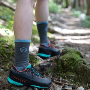 CloudLine Hiking Socks - Light Cushion Merino Wool, Seamless, Moisture Wicking, & Breathable - Large Granite