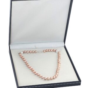 The Pearl Source 7-8mm AAA Quality Round Pink Freshwater Cultured Pearl Necklace for Women in 24" Matinee Length