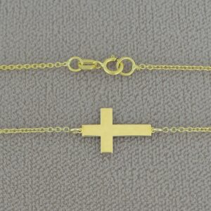 Soul Jewelry 10K Yellow Gold Mini Sideway Cross Pendant Necklace Laser Cut Out Charm GC10 (15)