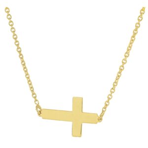 Soul Jewelry 10K Yellow Gold Mini Sideway Cross Pendant Necklace Laser Cut Out Charm GC10 (15)