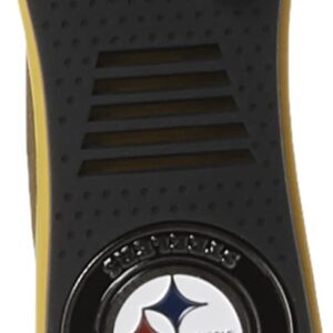 Team Golf NFL Pittsburgh Steelers Retractable Divot Tool with Double-Sided Magnetic Ball Marker, Features Patented Single Prong Design, Causes Less Damage to Greens