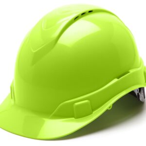 Pyramex HP44131V Ridgeline Cap Style Hard Hat with 4-Point Vented Ratchet, Hi-Vis Green by Pyramex Safety