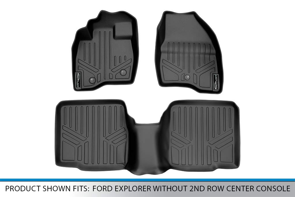 MAXLINER Custom Fit Floor Mats 2 Row Liner Set Black Compatible with 2017-2019 Ford Explorer without 2nd Row Center Console