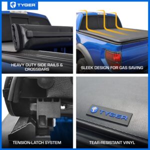 Tyger Auto T1 Soft Roll Up Truck Bed Tonneau Cover Compatible with 1999-2016 Ford F-250 F-350 Super Duty | Styleside 6.75' Bed (81") | TG-BC1F9027 , Black