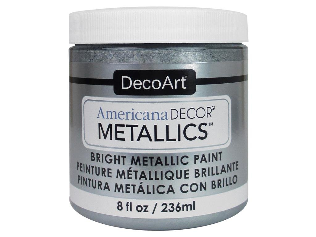 Decoart Ameri Deco MTLC Silver Americana Decor Metallics 8oz, 8 Fl Oz (Pack of 1)