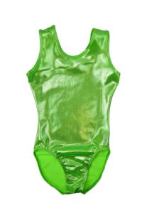 sookie active metallic sheen classic tank leotard (lime mint, youth 6-8)