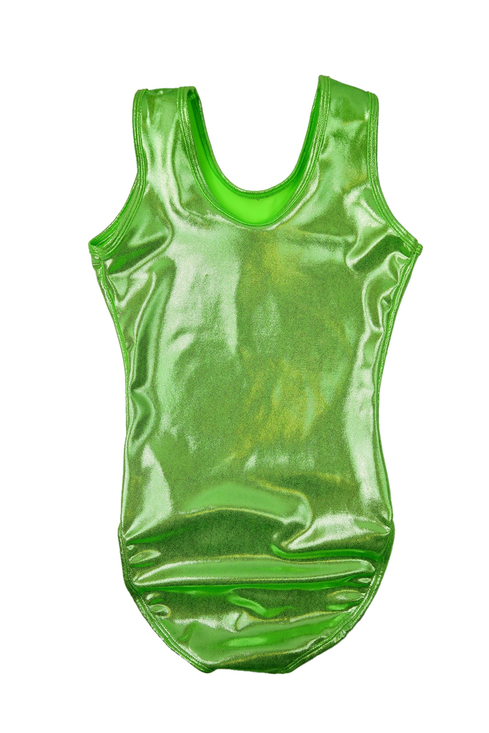 Sookie Active Metallic Sheen Classic Tank Leotard (Lime Mint, Youth 6-8)