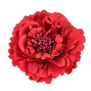 hc-01 floral fall peony flower hair clip flamenco dancer pin up, red, size m