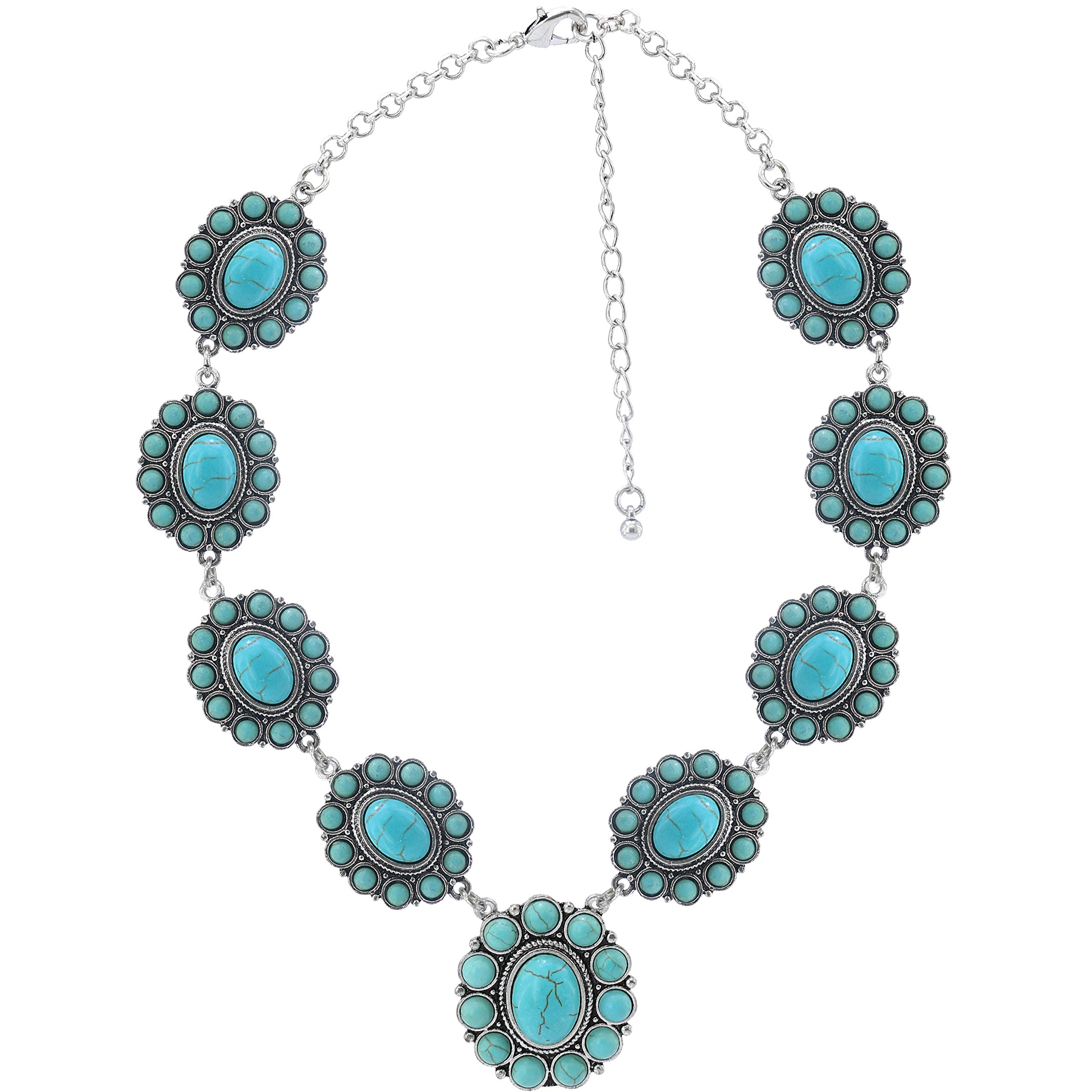 jianxi Vintage Alloy Synthetic Turquoise Necklace Fashion Jewelry Women (1279)