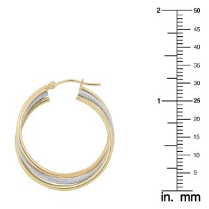 Kooljewelry 14k Two-tone Gold Overlapping Triple Hoop Earrings