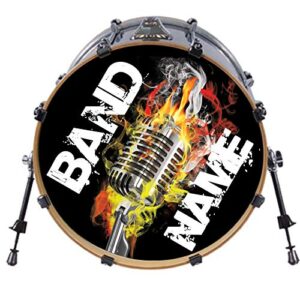 Custom 22 inch Bass Drum Decal - Drum Stickers & Decals, Full Color Custom Logo Band, Bass Drum Head Sticker Wrap, Easy Apply & Remove for Professional or DIY Kits, Made in USA