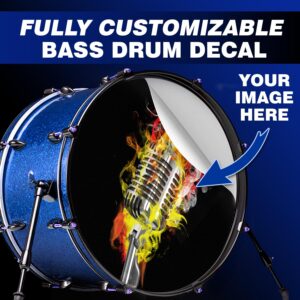 Custom 22 inch Bass Drum Decal - Drum Stickers & Decals, Full Color Custom Logo Band, Bass Drum Head Sticker Wrap, Easy Apply & Remove for Professional or DIY Kits, Made in USA