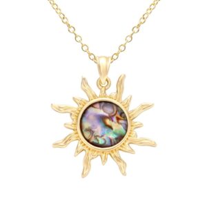 manzhen gold tone fashion sun sunflower pendant natural abalone shell charm necklace for women(gold)