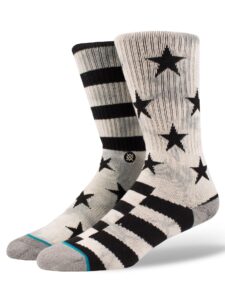 stance men's sidereal crew socks, large, grey