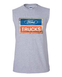 ford trucks old sign muscle shirt licensed ford built tough grey large