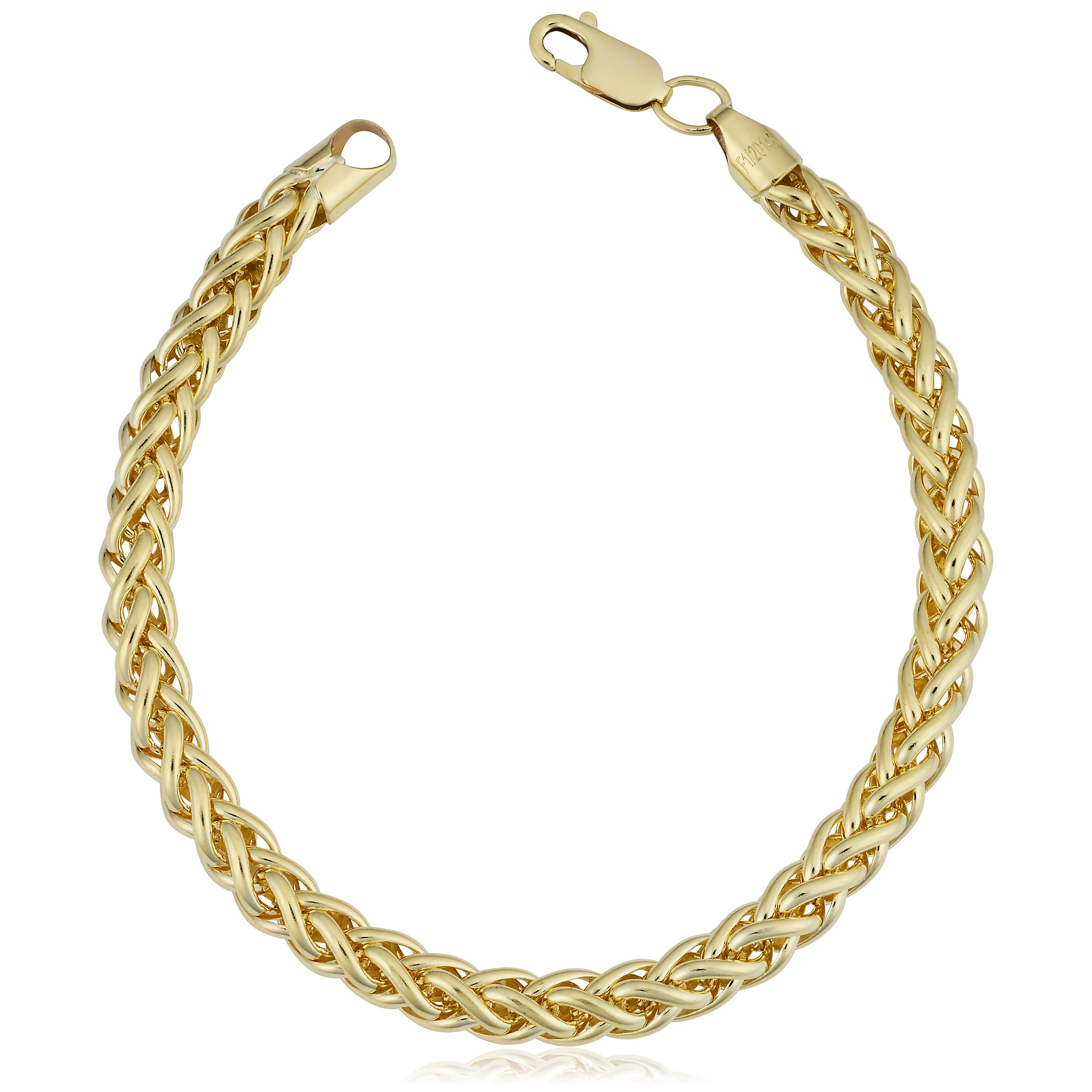 Kooljewelry 14k Yellow Gold Filled Heavyweight Unisex 6 mm Franco Link Chain Bracelet (7.5 inch)