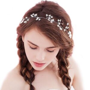 missgrace bridal vintage silver hair vine wedding crystal headband hair accessories-women and girls hair accessory for special occasions