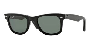 ray-ban rb2140 wayfarer 901/58 50m black/green polarized square sunglasses for men for women + bundle with designer iwear eyewear kit (large)