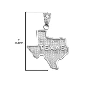 Claddagh Gold .925 Sterling Silver Dangling USA American State Map with Star Texture Charm Pendant - Texas