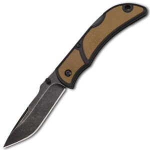 OUTDOOR EDGE 3.3" Brown Chasm - EDC Lockback Folding Pocket Knife with Non-Reflective Blackstone Coated Stainless Steel Blade and Pocket Clip