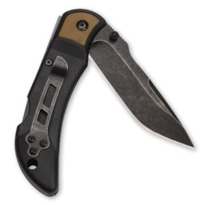 OUTDOOR EDGE 3.3" Brown Chasm - EDC Lockback Folding Pocket Knife with Non-Reflective Blackstone Coated Stainless Steel Blade and Pocket Clip