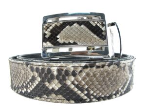 pelgio genuine python snake skin auto locking men's belt 46" (reticulated python)