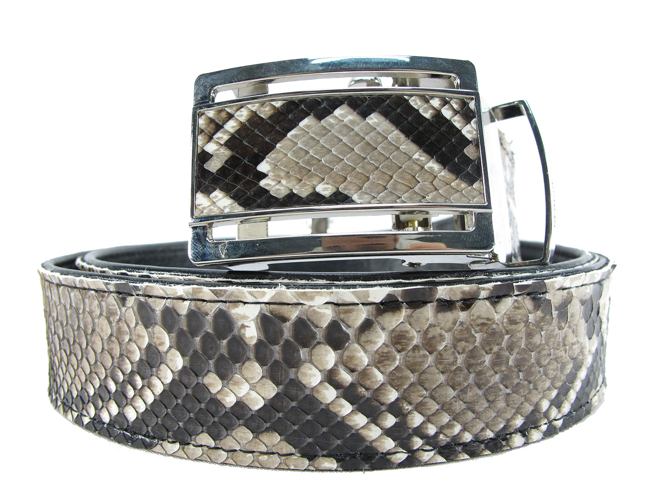 Pelgio Genuine Python Snake Skin Auto Locking Men's Belt 46" (Reticulated Python)