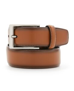 perry ellis men's leather amigo dress belt, luggage brown, 36