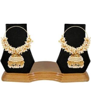 Crunchy Fashion Bollywood Stylish Traditional Indian Jewelry Meenakari Jhumka Earrings for Women, Large, Metal, cultured pearls