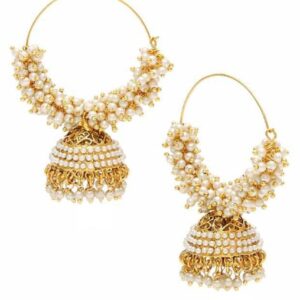 Crunchy Fashion Bollywood Stylish Traditional Indian Jewelry Meenakari Jhumka Earrings for Women, Large, Metal, cultured pearls