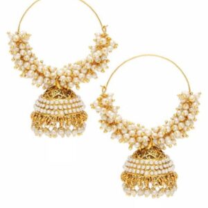 Crunchy Fashion Bollywood Stylish Traditional Indian Jewelry Meenakari Jhumka Earrings for Women, Large, Metal, cultured pearls