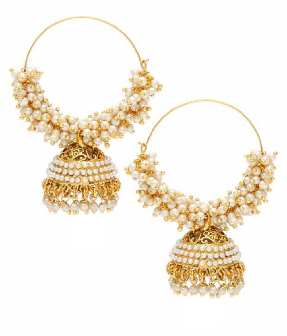 Crunchy Fashion Bollywood Stylish Traditional Indian Jewelry Meenakari Jhumka Earrings for Women, Large, Metal, cultured pearls